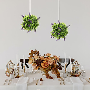 DOITOOL 2Pcs Artificial Green Plant Decorative Balls, Artificial Topiary Ball Hanging Faux Boxwood Plants for Indoor, Outdoor, Backyard, Garden, Balcony, Wedding and Home Decor