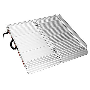 Threshold Ramp, Threshold Ramp Aluminum Ramp Wheelchair Baby Carriage PVC Handle Non-Slip Rubber Pad Easy to Carry Can Be Used in A Variety of Occasions Can Bear 400kg, 4 Sizes ( Color : Silver , Size