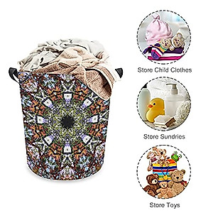Laundry Basket With Handles Boho Hippie Intricate Colourful Mandala Abstract Laundry Hamper Toys Storage Organizer Foldable Bucket Washing Bin Dirty Clothes Bag For Home Bathroom Bedroom Dorm