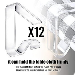 Transparent Clear Tablecloth Clips, Plastic Table Cloth Hold Down Clips Table Cloth Holder for Christmas Home Wedding Party Indoor Outdoor Picnic?12 Pieces Large?