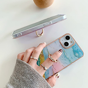 CCSmall Marble Pattern Case for OnePlus Nord N20 with 360°Ring Holder Kickstand, Ultra Slim PC Material Shockproof Protective Girls Women Case Cover for OnePlus Nord N20/Oppo Reno 7Z DLS Rose Gold