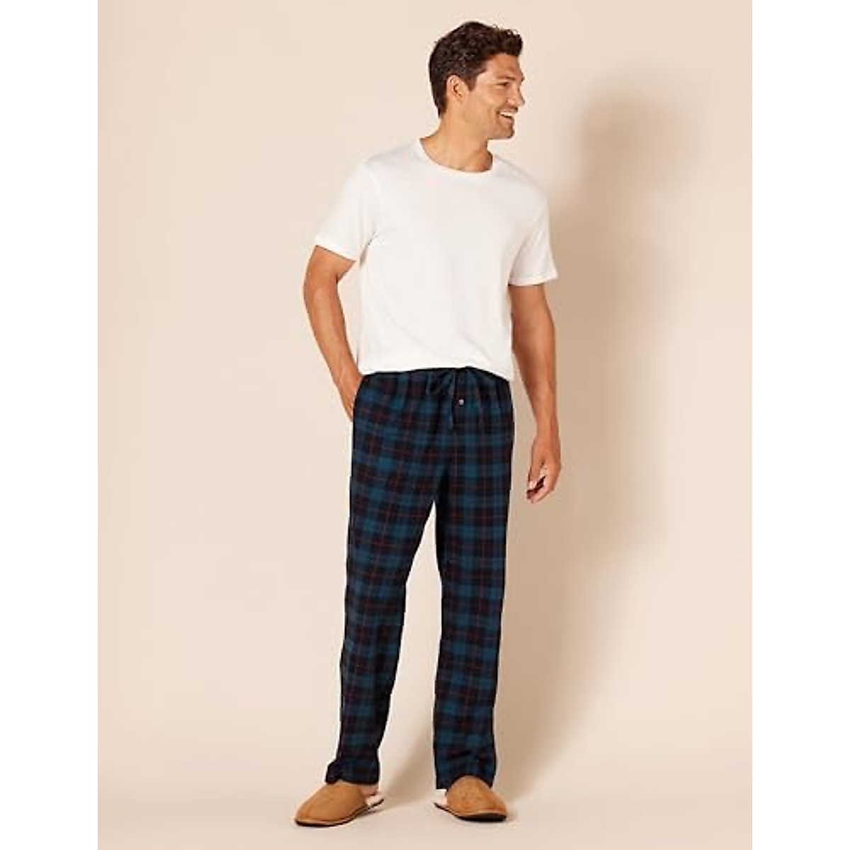 Amazon Essentials Men's Flannel Pajama Pant (Available in Big & Tall), Black Blue Plaid, X-Large