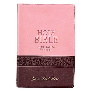 Personalized Bible Custom Text Your Name KJV Large Print Edition Two-Tone Pink/Brown King James Version Bible Custom Made Gift for Baptism Christenings Birthdays Celebrations