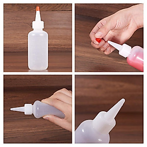 BENECREAT 12PCS 4 Ounce Plastic Squeeze Dispensing Bottles with Measurement and Red Tip Caps - Good for Crafts, Art, Glue, Multi Purpose
