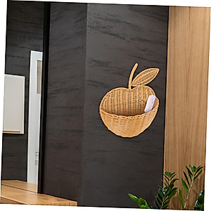 MAGICLULU Rattan Hanging Basket Rattan Storage Basket Woven Wall Hanging Basket Hand Woven Basket Rattan Wall Hanging Basket Apples Rattan Basket Hand Woven Hanging Basket