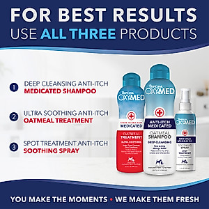 TropiClean Oxymed Medicated Cat & Dog Itch Relief Spray | Gentle Skin Soother for Dogs & Cats | 8 oz