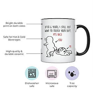 YouNique Designs 6 Years Anniversary Mug, 11 Ounces, Funny 6th Anniversary Coffee Mug for Him, Sixth Year Wedding Anniversary Cup for Couples (Black Handle)