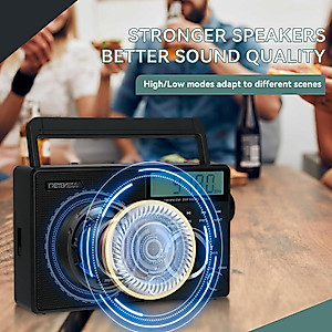 Retekess TR635 AM FM Radio with External Antenna Jack, Portable Shortwave Radio with Best Reception, Backlight LCD Display, Time Setting,Battery Operated or AC Power,Earphone Jack for Gift,Elder,Home