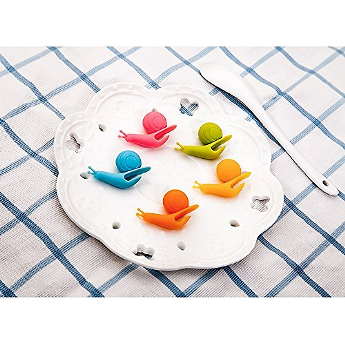 NaSh-Design 10 Pieces Cute Snail Shape Silicone Tea Bag Holder (Candy Colors)