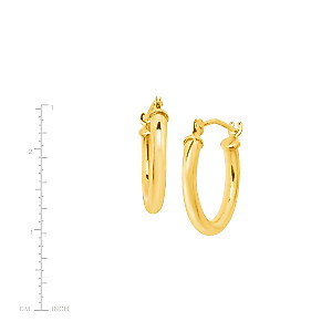 Welry Round Tube Hoop Earrings for Women, Simply Gold Collection, 14K Yellow Gold, Jewelry Gift Idea, 15mm