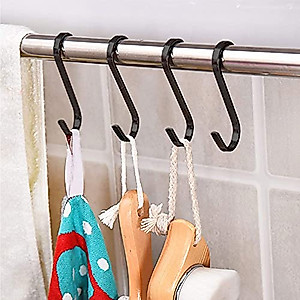 WEYEEN 10PCS Black S Hooks 4.3 inch，Heavy Duty S Hooks for Hanging Plants Outdoor Kitchenware Pan Pots Utensils Closet Clothes Bags Towels Kitchen Hooks Hanger