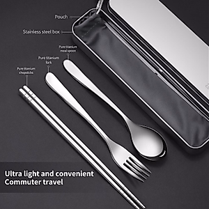 Pure Titanium Cutlery Set Chopsticks Fork Spoon Table Knife Portable Reusable Travel Tool Set (3)