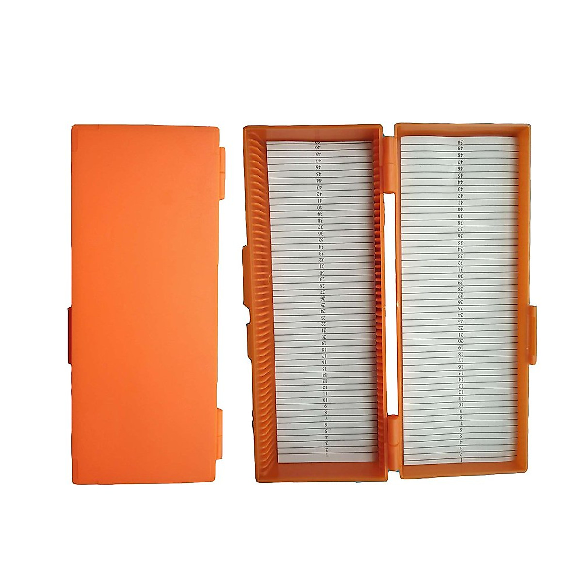 50-Place Microslide Slide Microscope Box Colors, Blue, Green, Orange, White(Pack of 4)