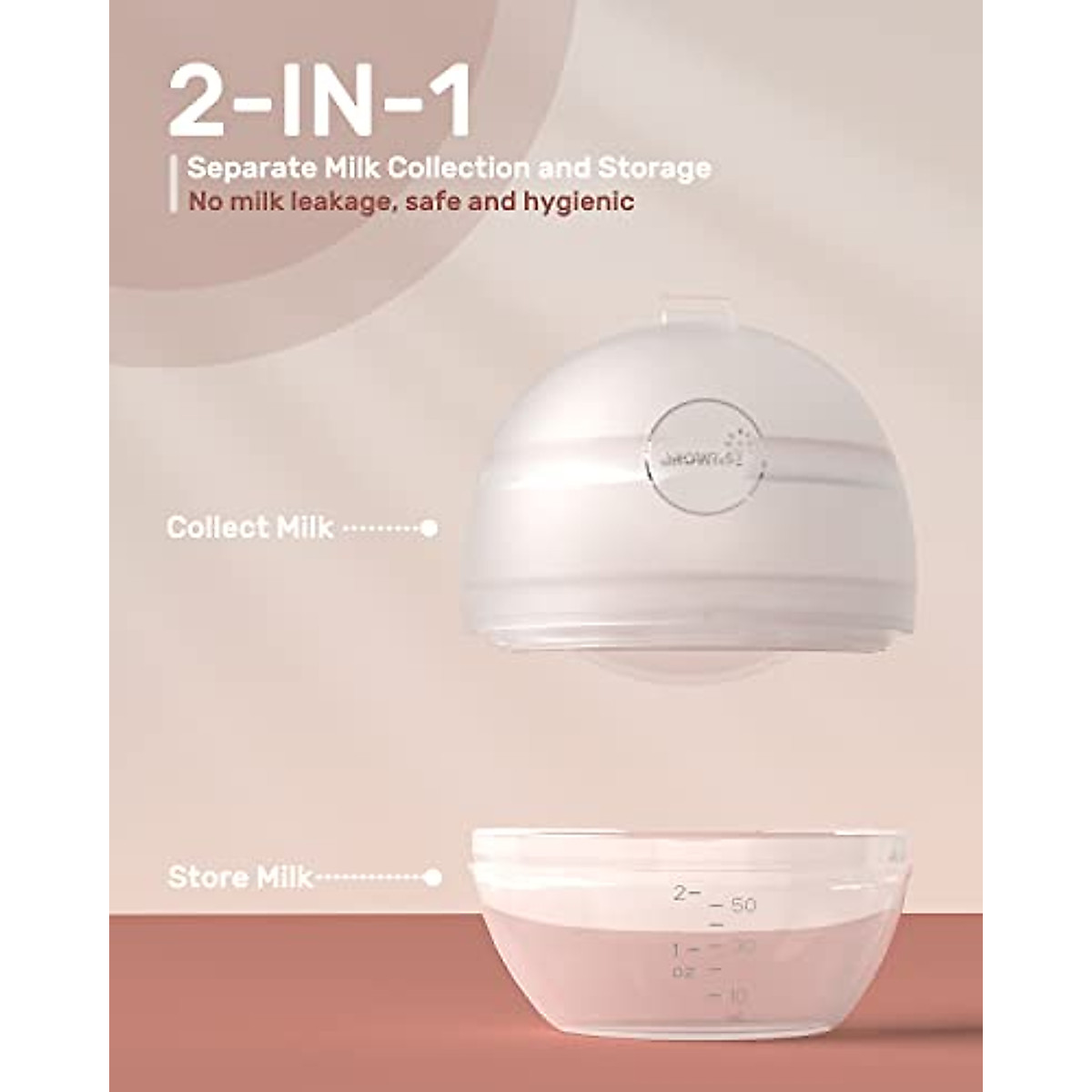 Grownsy Manual Breast Pump, Silicone Milk Collector Shells for Breastmilk, Wearable Breast Milk Catcher for Breastfeeding, Kick-Proof with Sealed Flange, Breastfeeding Essentials for Nursing Newborns