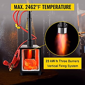 VEVOR Portable Propane Forge Three Burners and Open Structure, Propane Burner Forge Large Capacity, Square Metal Blacksmithing Forge for Knife and Tool Making Equipment