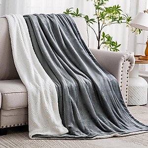 BEDELITE Sherpa Fleece Blanket - Thick Warm Blankets for Winter, Reversible Soft & Cozy Fluffy Throw Blanket for Couch and Bed (Grey, 50" X 60")