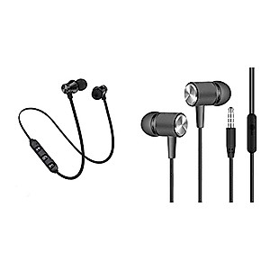 2PC Wireless Bluetooth Earphone Stereo Sports Wireless Earbuds & Wired Sport Headphones Earphones Fits All 3.5mm Devices