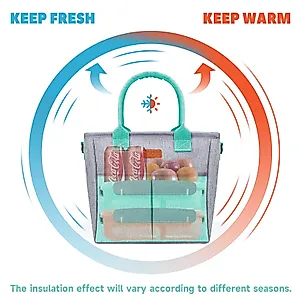 FITHOME Insulated Reusable Lunch Bag for Women/Men, Adult Thermal Tote Lunch Bag with Adjustable Crossbody Strap, Portable Leakproof Cooler Bags for Work/Picnic/Travel