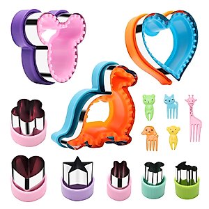 19 PCS Sandwich Cutter and Sealer Set, Vegetable Cookie Cutters Set for Kids Lunch Bento Box, Bread Decruster Pancake Maker Different Shape DIY Mold for Boys Girls