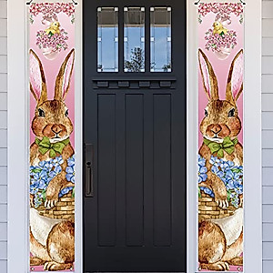 Happy Easter Decorations Easter Bunny Font Porch Weclome Sign Easter Rabbit Banner Religious Jesus Easter Decoration and Supplies for Home Party