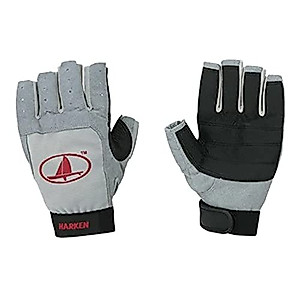 Harken Sport Classic 3/4 Finger Glove, Grey/Black/Red, Large