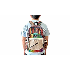 Zillion Craft himalayan hemp back pack. Hand made Bohemian style large size back pack for school , college. Multi pocket laptop back pack.
