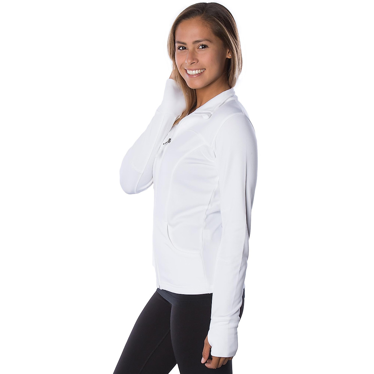 Global Blank Define Jacket Womens Athletic Jackets for Workout, Scrub and Gym Jackets Women, White, Small