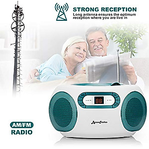 Byron Statics Portable CD Boombox with AM/FM Radio, Top Loading CD, 1W RMS x 2 Stereo Speaker, Aux-in Jack, LCD Display, AC110-120V Operated (KBB-250)