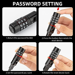 ROCKBROS Zip Tie Bike Lock Small Cable Lock Lightweight Refrigerator Cabinet Locks with Combination Flexible Helmet Bike Lock