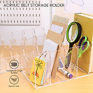 HAKDAY Belt Organizer, Acrylic Belt Storage Holder for The Closet, 5 Compartments Display Case for Tie and Bow Tie