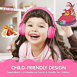 ONTA Kids Headphones for Boys Girls - Child Student Headset Wired Plug Toddler Earphones School Teen on Ear for Ipad | Computer | Smart Phone | Amazon Fire Tablet | Laptop | Plane Travel | Game, Pink