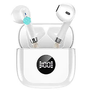 Wireless Earbuds, Bluetooth 5.3 Headphones HiFi Stereo Bluetooth Earbuds with HD Mic, Headphones Wireless Bluetooth Dual LED Display, IP7 Waterproof, USB-C Charging Case, 40H Playtime Earbuds [2022]