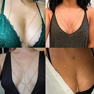 Gold Body Chain Jewelry for Women Body Chain Necklace Bikini Body Chain Waist Bracelet Personality Bikini body Chain Belly Chain Jewelry(Gold)