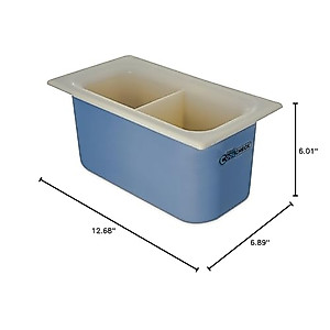 Carlisle FoodService Products Coldmaster Coolcheck Plastic Food Pans, Divided for Catering, Kitchens, Restaurants, 3.4 Quarts, White, Blue