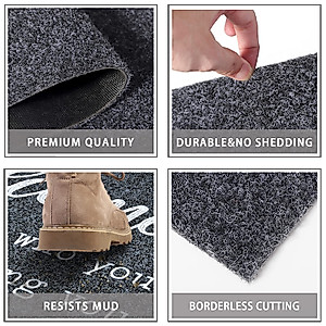 Large Welcome Mat for Front Door Outside Patio Mats Funny Welcome-ish Gray Doormat Non Slip Rubber Backing Entryway Low Profile Mats for Entry Shoe Mats 24"x36"