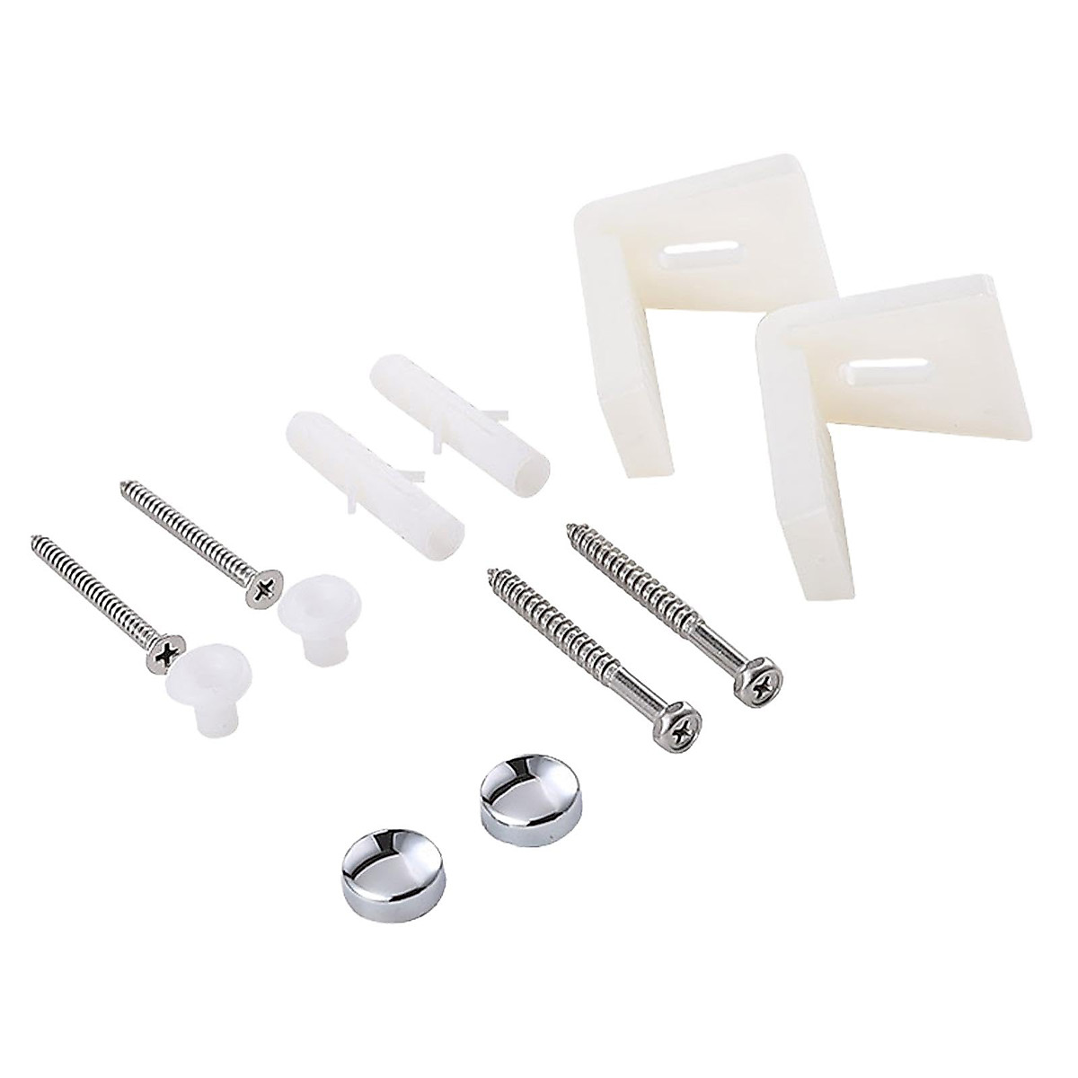 Generic Toilet Foot Mounting Screws Bathroom Angled Floor WC Toilet Pan Bidet Toilet Seat Hinge Repairment Bathroom Fitting Kits, White