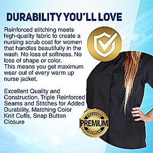 M&M SCRUBS Women's Scrub Jacket Medical Scrub Jacket L Black