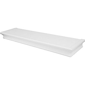 HIGH & MIGHTY 515610 Decorative 24" Floating Shelf Holds up to 20lbs, Easy Tool-Free Dry Wall Installation, Beveled, Retail Packaging, White