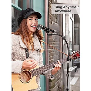 Elitehood Aluminum Foldable Microphone Stand, 82’’ Tall & Height Adjustable Mic Stand Boom, Microphone Tripod Stand with Mic Clip Holder for Singing, Performance, Karaoke, Speech, Stage and Outdoor