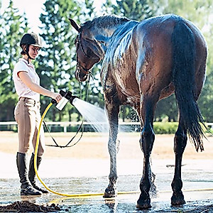 Garden Hose Nozzle, Hose Soap Sprayer Attachment, Car Wash Hose Sprayer With Soap Dispenser Bottle & Dog Rubber Comb Brush, Dog Bathing Sprayer for Pet Showering, Car Washing, Watering Plants, Patio