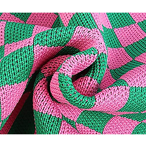 Knit Shoulder Bag for Women Extra Large Plaid Hobo Bag Chic Checkboard Satchel Tote Bag for Work School 2022, Black/Navy