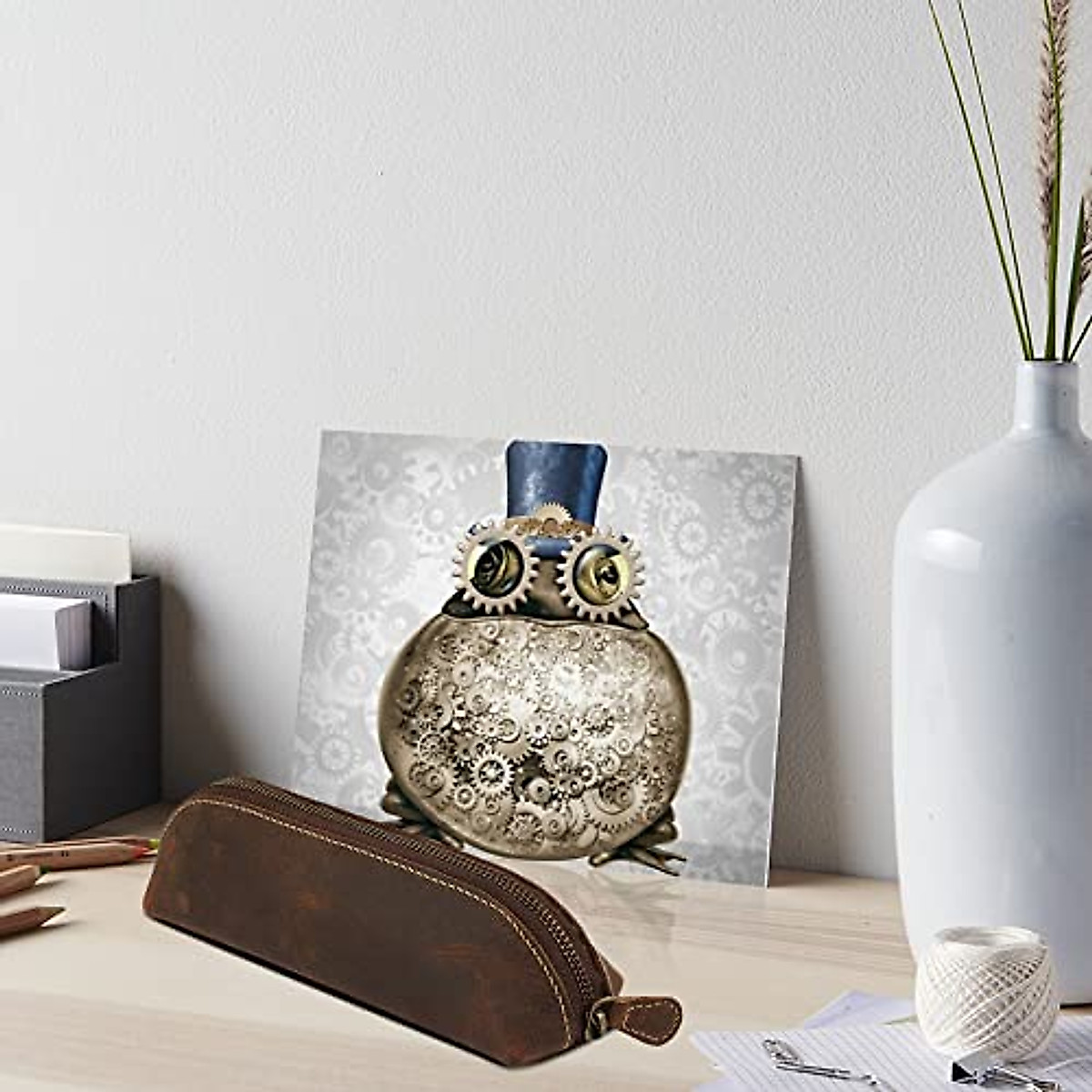 The Antiq: Pencil Pouch, Zipper Pencil Case, Leather Pencil Case, Pencil Bag Pouch With Zipper Pen Holders Handmade, Pen & Marker Case, Pencil Case for Artists & Professionals MRD-ZPC-004 0