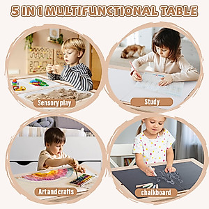 SOOPURKIDS Sensory Tables for Toddlers,Kids Table with 3 Storage Bins, Activity Table with 7 Sand Toys, Indoor/Outdoor Play Sand Table, Gifts for Boys and Girls