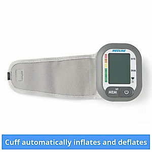 Medline Digital Wrist Blood Pressure Monitor, BP Cuff with Batteries Included (60 Reading Memory)