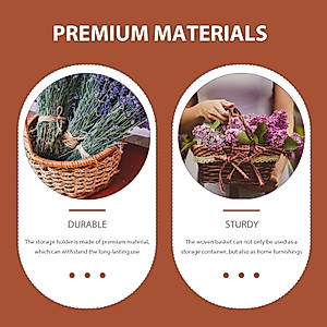 Cabilock Wicker Woven Basket Mini Rattan Storage Basket Pumpkin Shaped Round Rattan Boxes with Lid Hand- Woven Organizer Bin Pot Container for Snacks Gobang Chess Egg Fruit