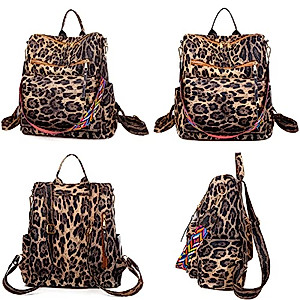 MCWTH Women Backpack Purse Fashion PU Leather Ladies Handbag, College Travel Casual Shoulder Bags (Leopard Brown)