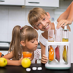 Momcozy Baby Food Maker for Puree Food Storage, Precise Capacity Squeeze Station, Save Time & Efficient, No Food Splashing, Baby Essentials, with 5pcs Reusable Portable Food Storage Bags for Outdoor