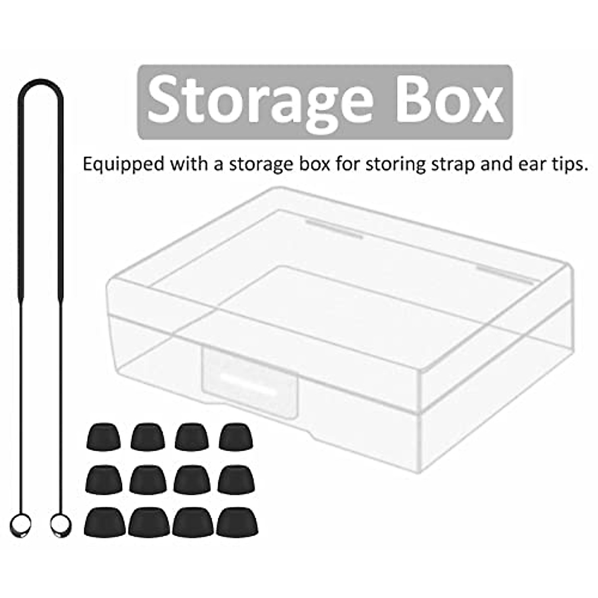 Strap Ear Tips Kit for Galaxy Buds Pro SM-R190, Anti-Lost Soft Silicone Lanyard Neck Rope Cord Leash Replacement Gel Eartips Skin Accessories Compatible with Samsung Galaxy Buds Pro - Black