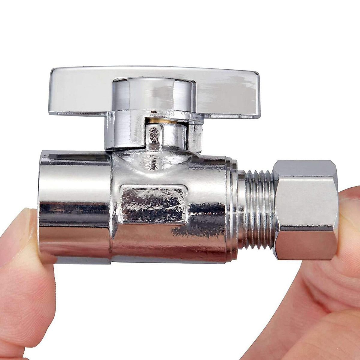 Minimprover 2 Pack Premium Brass Chrome plated 3/8" FIP Female Thread x 3/8 Inch OD Compression Quarter Turn Straight Water Angle Stop Valve Shut Off