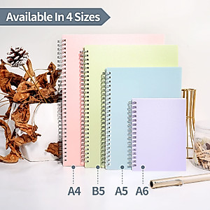 SUNEE 4 Pack Spiral Notebook - A5 Lined Journal Notebook 5.9 x 8.3 inches 8mm Ruled 80 Sheets/160 Pages - Journals for Study and Notes (pink, blue, green, purple)